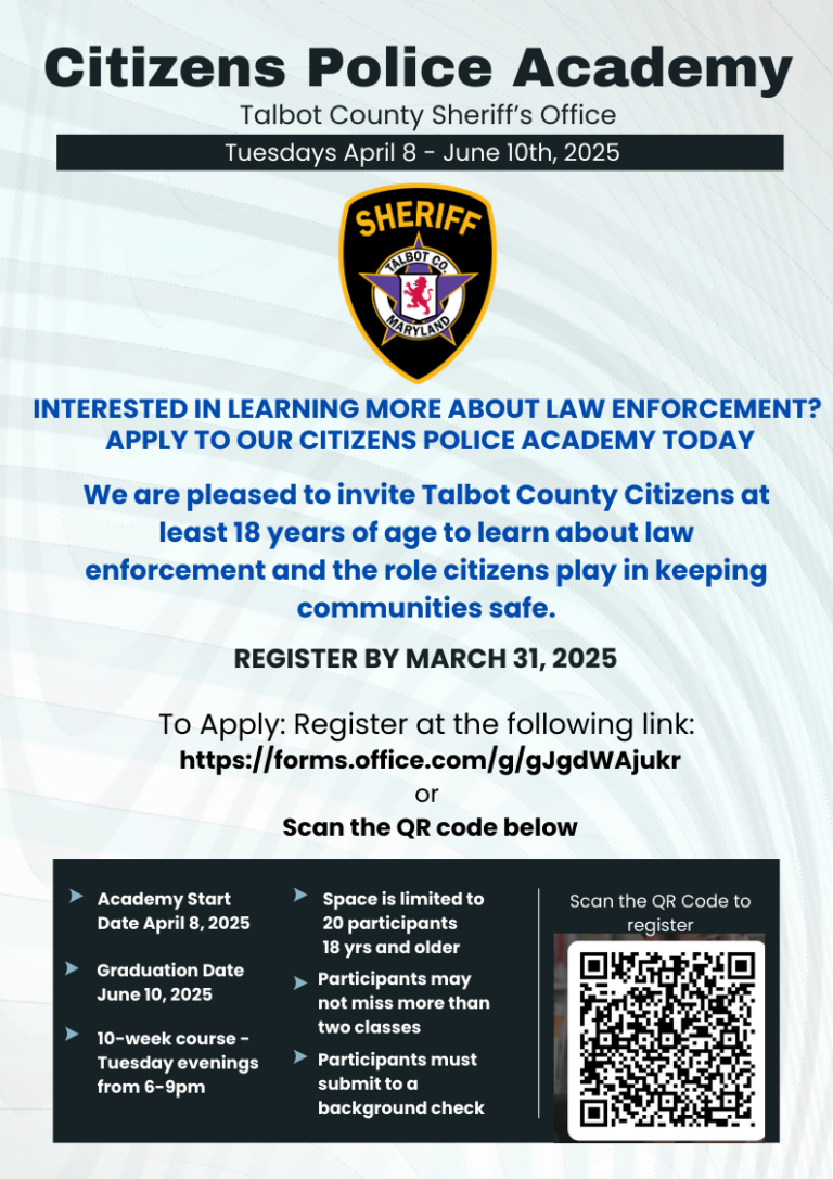 CITIZENS POLICE ACADEMY – Talbot County Sheriff's Office